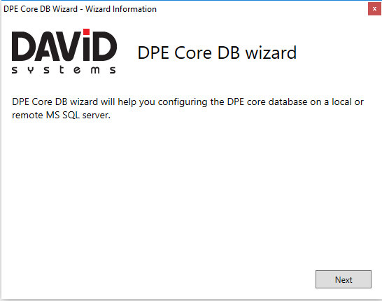 VII.1 DPE Core DB Installation