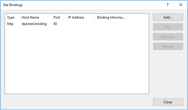 IIS Site Bindings