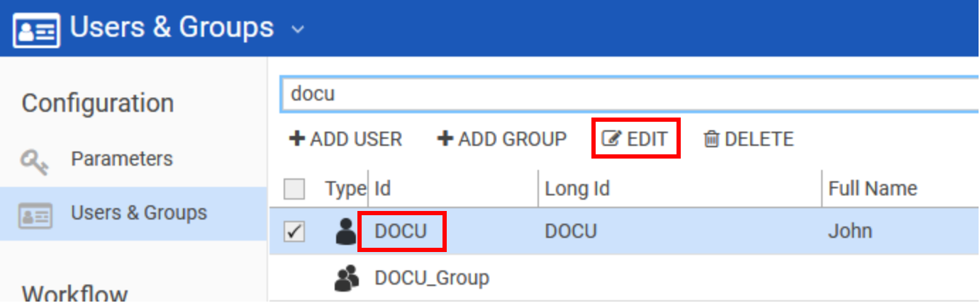 Edit the User / Group